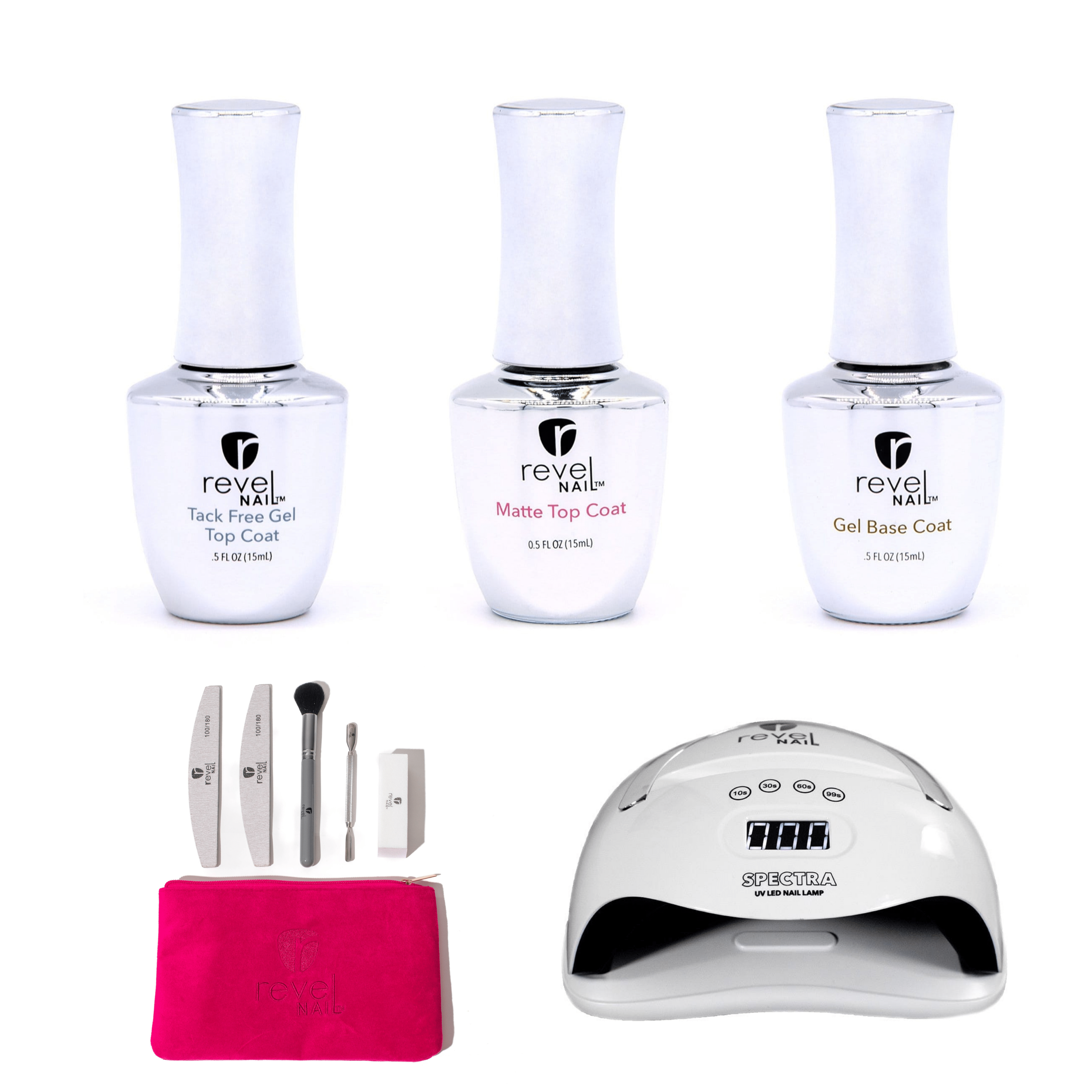 Gel Base + Matte Top + Tack Free + Tool Kit + UV Lamp – Revel Nail
