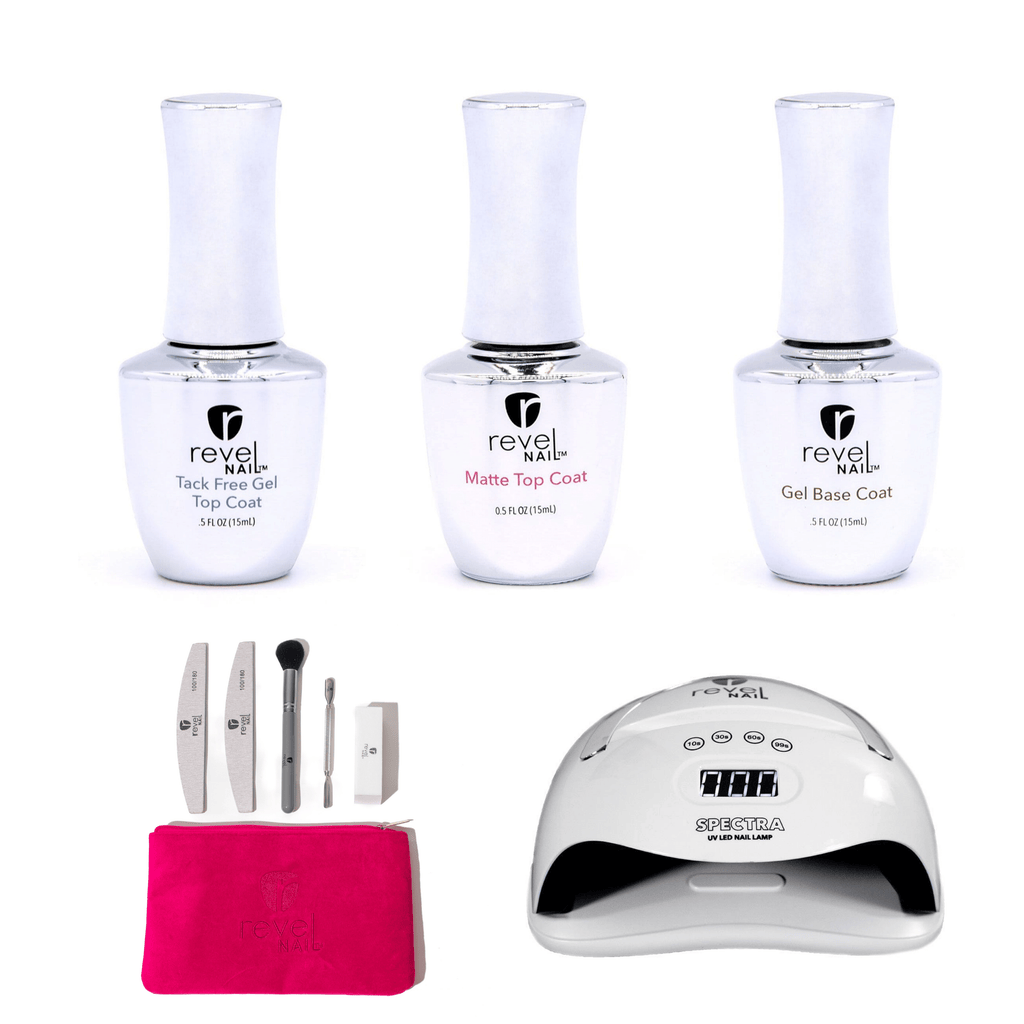 Gel Base + Matte Top + Tack Free + Tool Kit + UV Lamp – Revel Nail