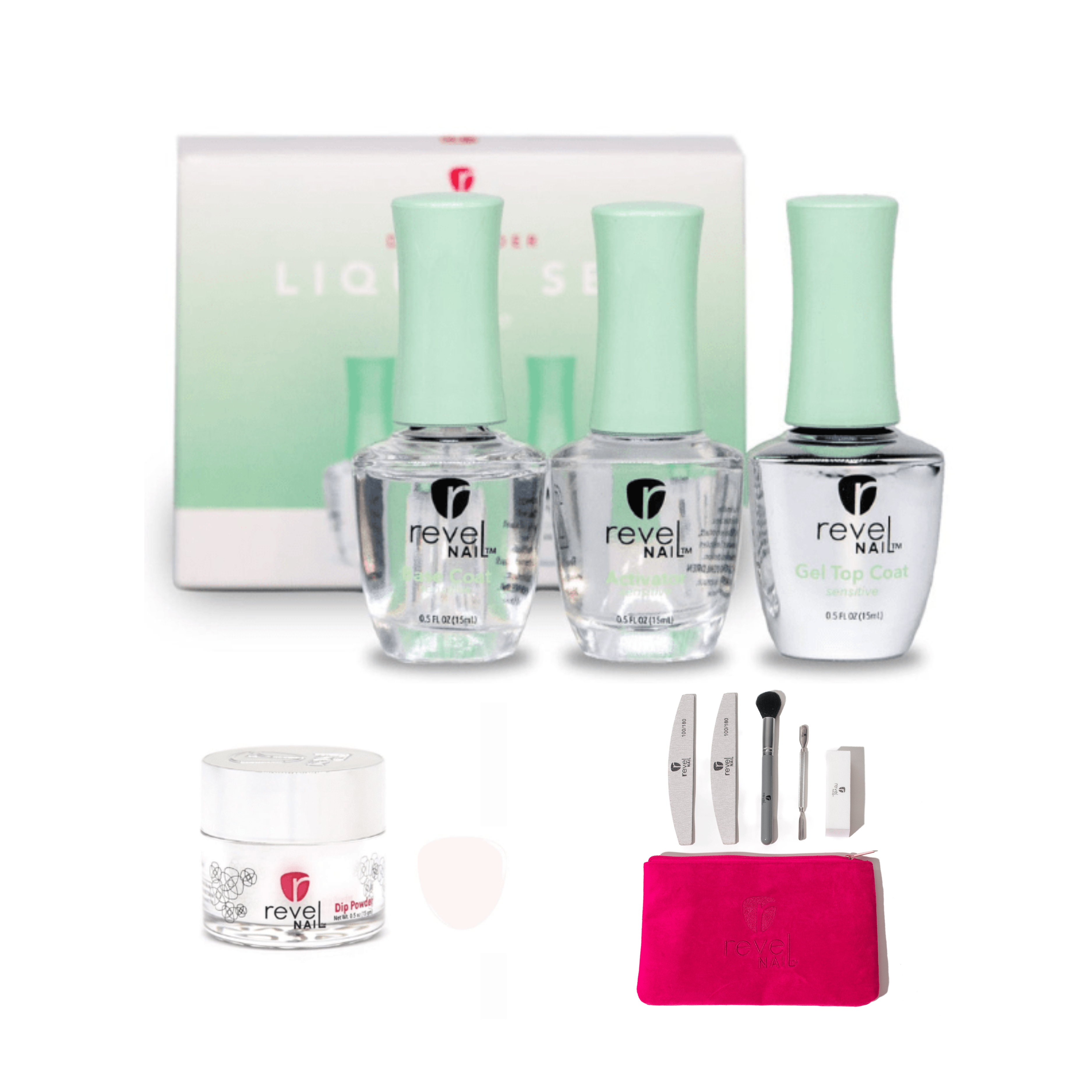 Sensitive Dip Powder Liquid Set + Clear Powder + Tool Kit – Revel Nail