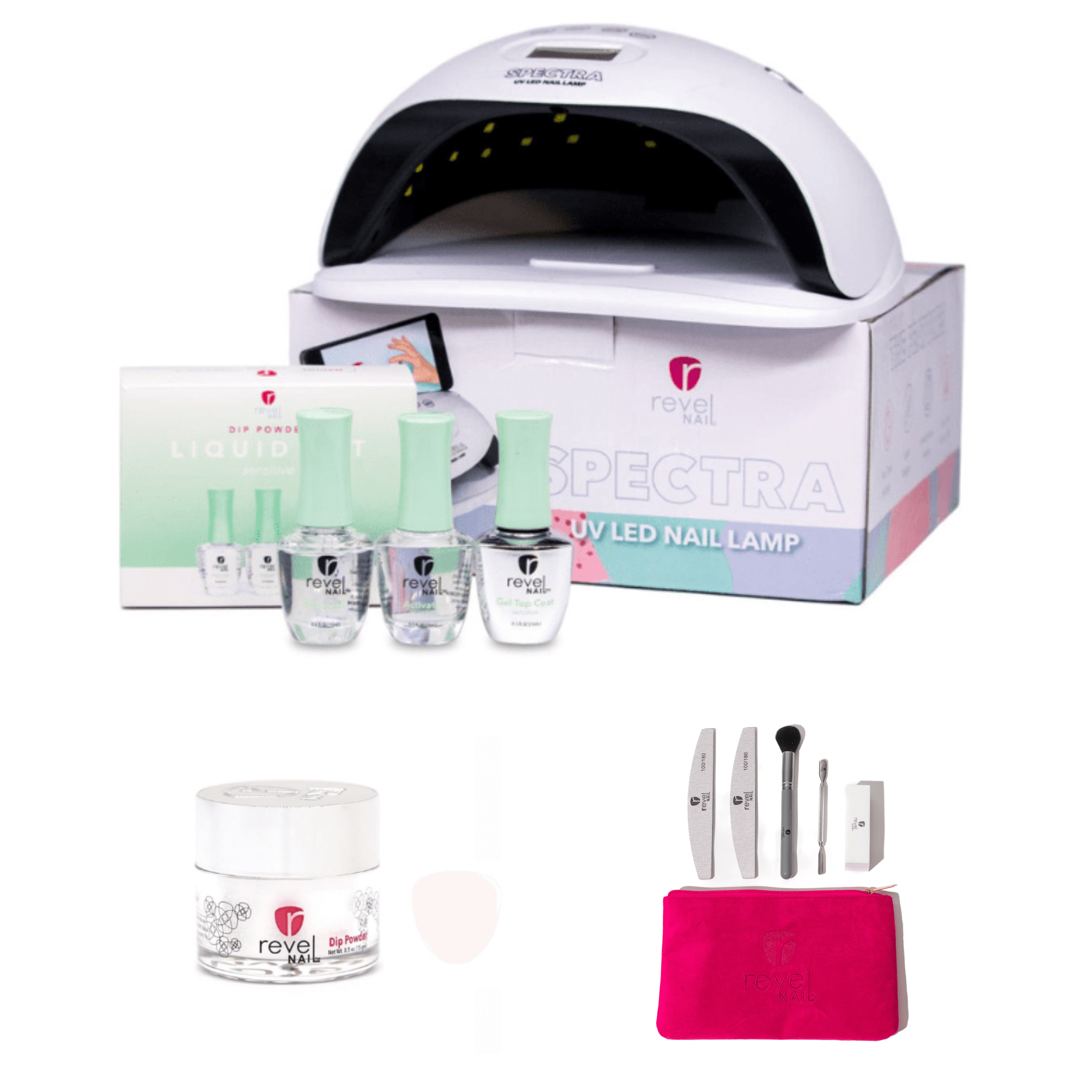 Sensitive Dip Powder Liquid Set + UV Nail Lamp + Clear Powder + Tool K ...